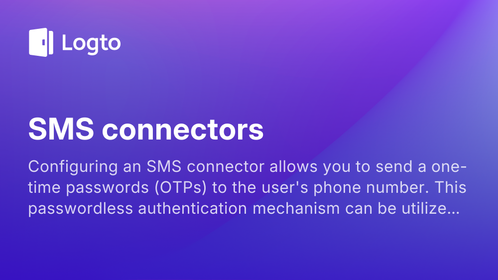 SMS connectors | Logto docs