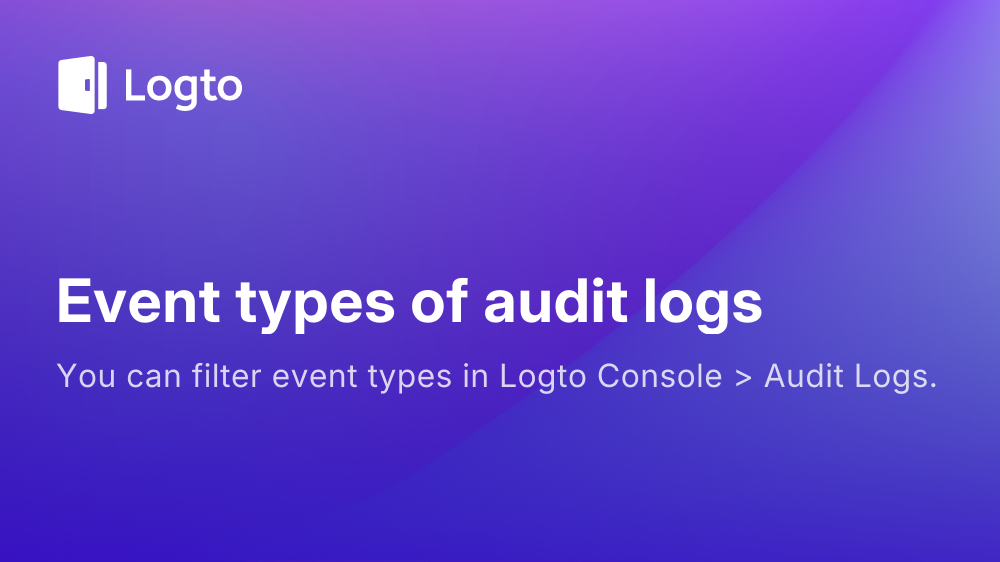 Event types of audit logs | Logto docs