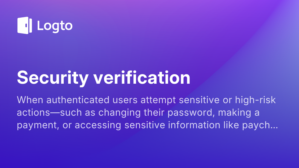 Security Verification Logto Docs 3703