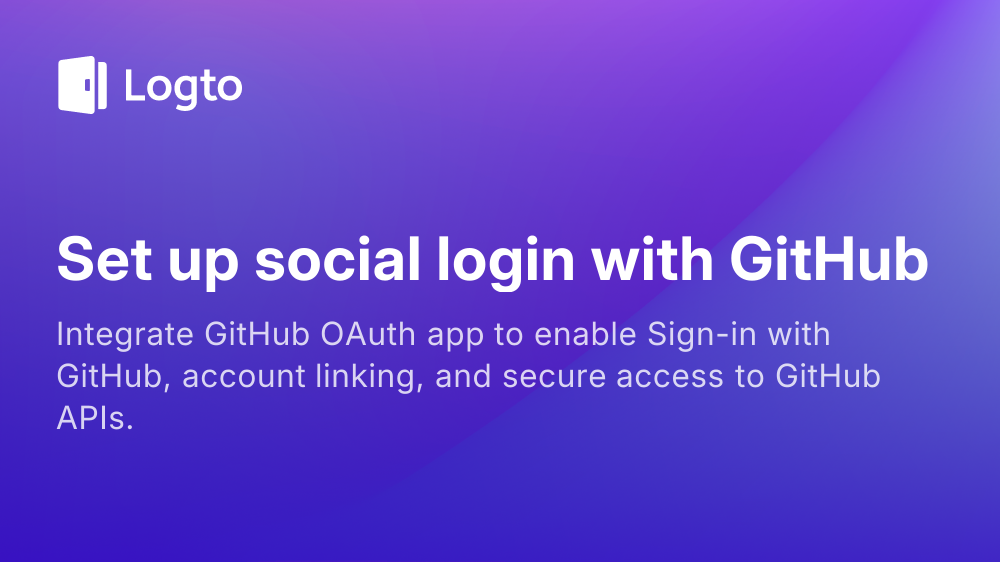 Set up social login with GitHub | Logto docs