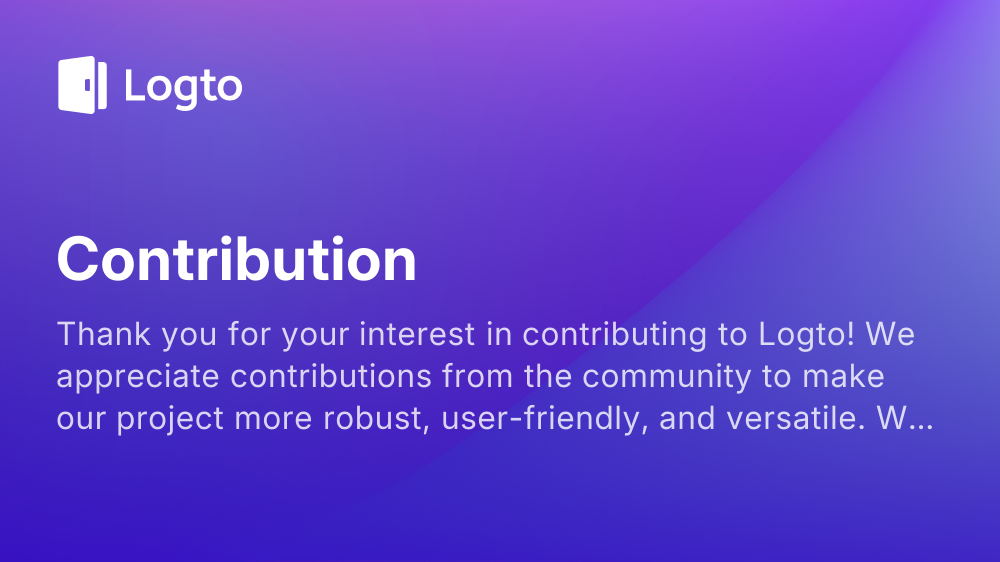 Contribution | Logto docs